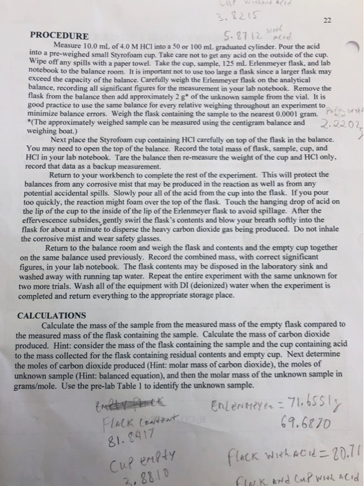 Section Name Report Sheet DATA: Unknown Number: MASS | Chegg.com