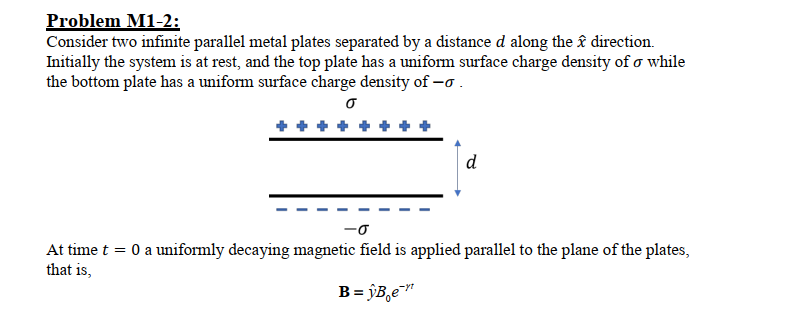 Solved Problem M1-2: Consider two infinite parallel metal | Chegg.com