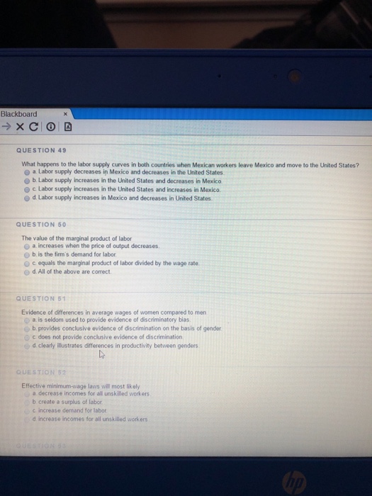 Solved Blackboard QUESTION 49 What happens to the labor | Chegg.com