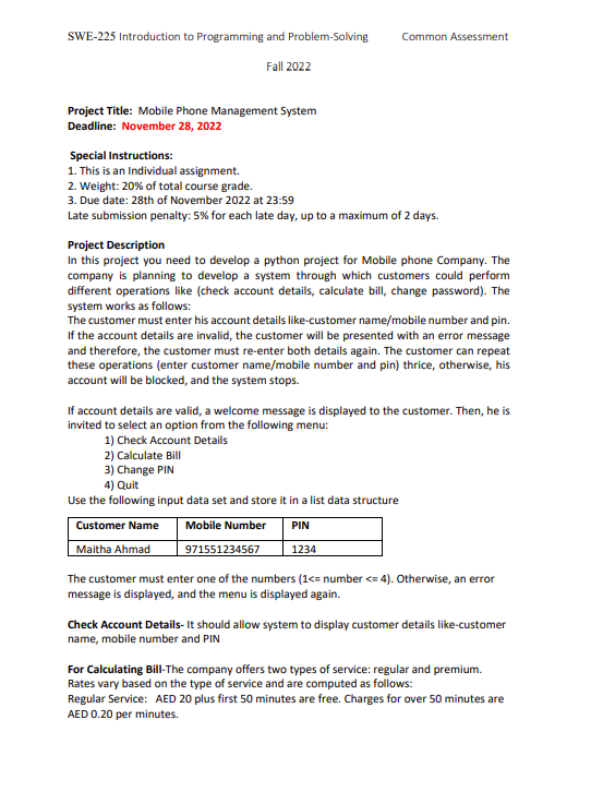 Solved SWE-225 Introduction to Programming and | Chegg.com