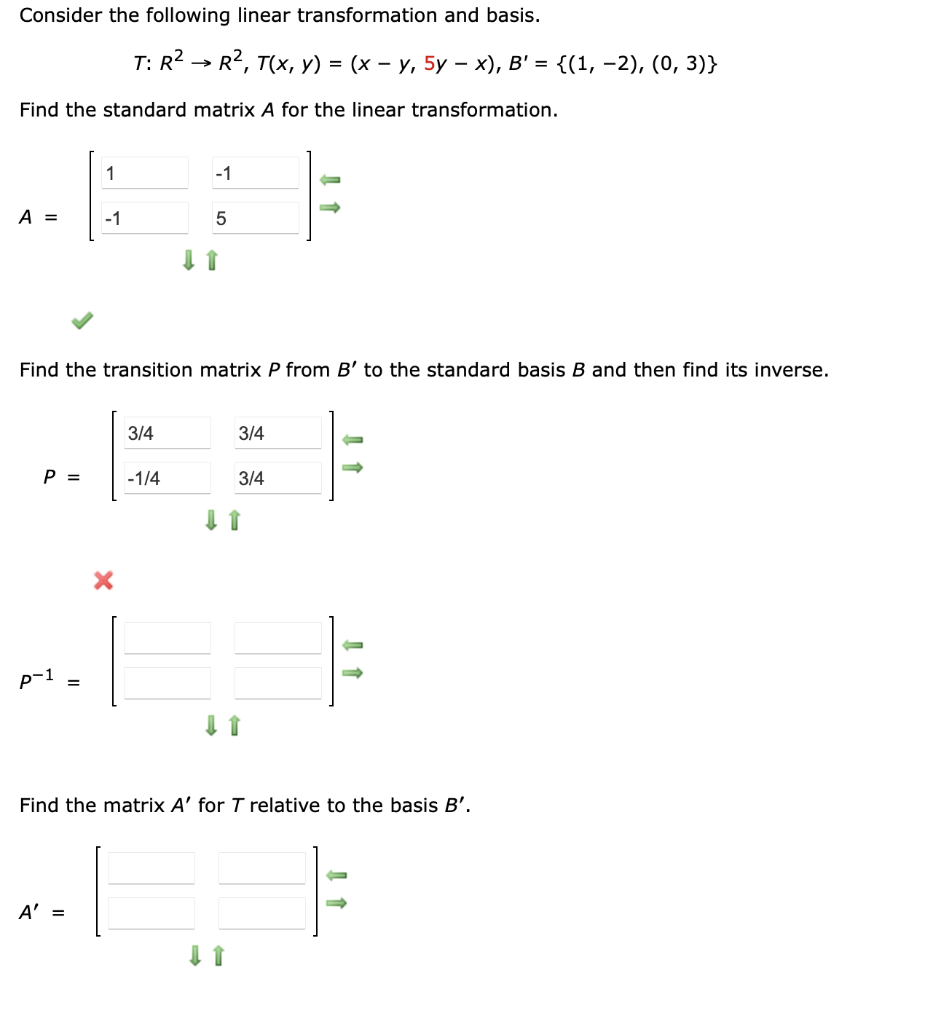 Solved Consider the following linear transformation and | Chegg.com