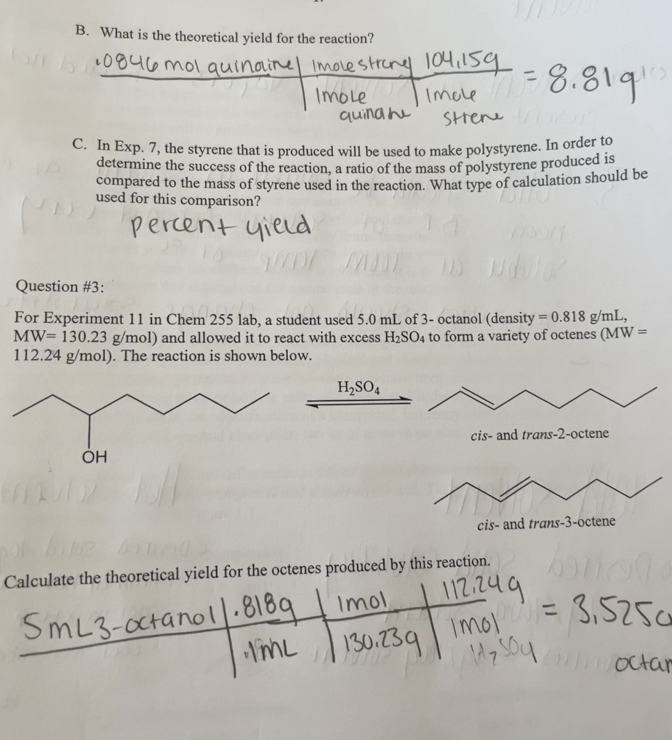 Solved For Experiment 3 in Chem 255 Lab, students need to | Chegg.com