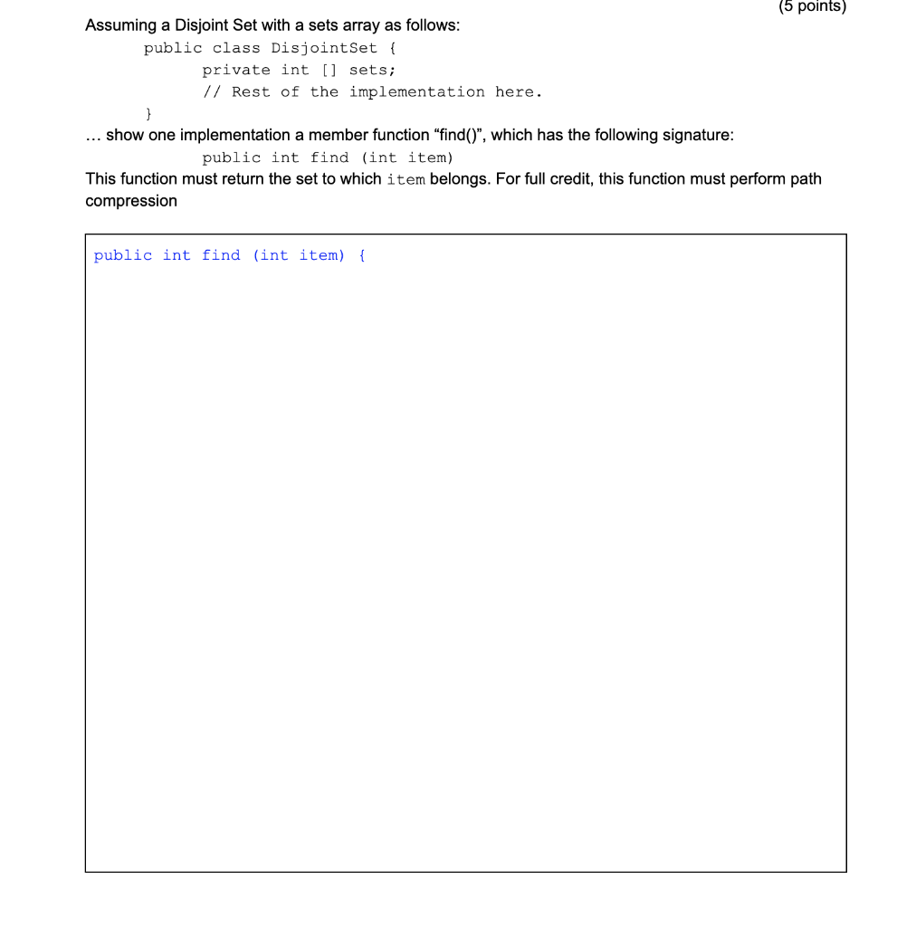 Solved Assuming a Disjoint Set with a sets array as follows: | Chegg.com