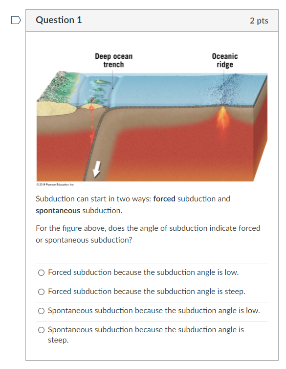 Solved Question 1 2 pts Deep ocean trench Oceanic ridge 2018 | Chegg.com