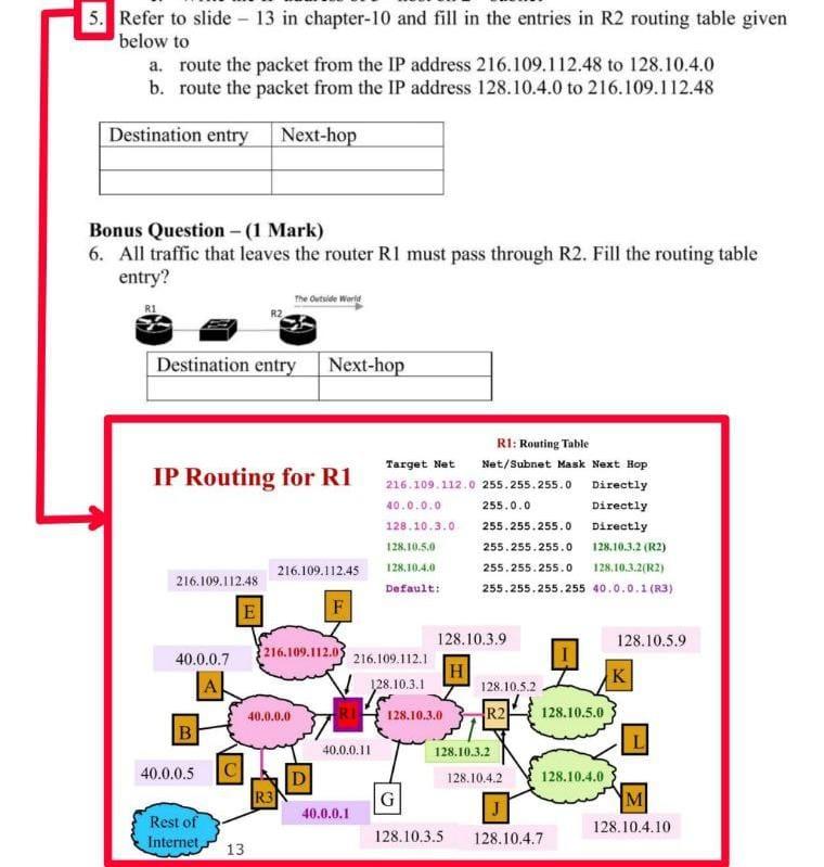 Solved 5. Refer to slide −13 in chapter- 10 and fill in the | Chegg.com