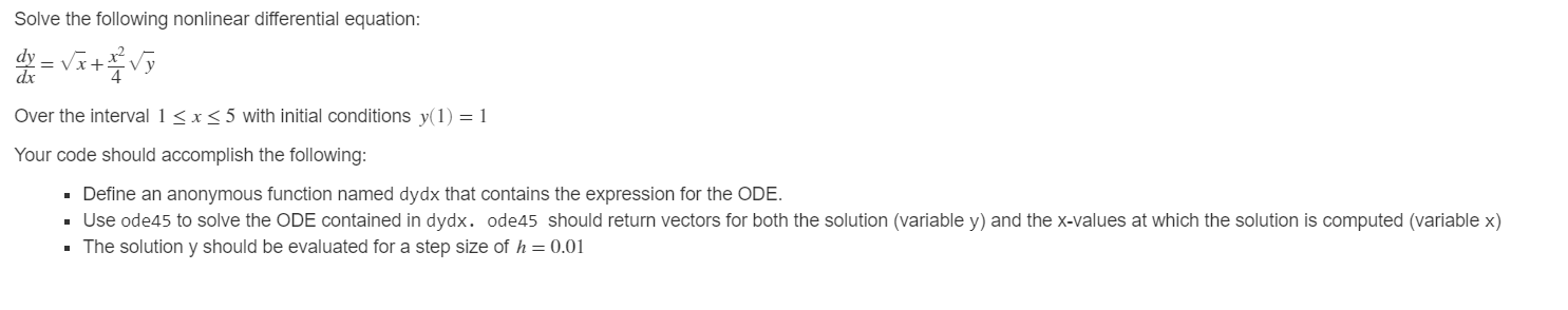 Solved Solve the following nonlinear differential equation: | Chegg.com