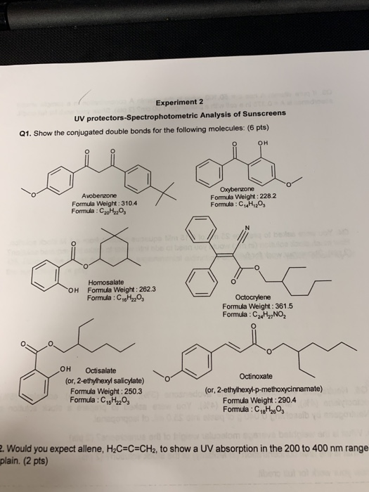 Solved Experiment 2 UV protectors-Spectrophotometric | Chegg.com