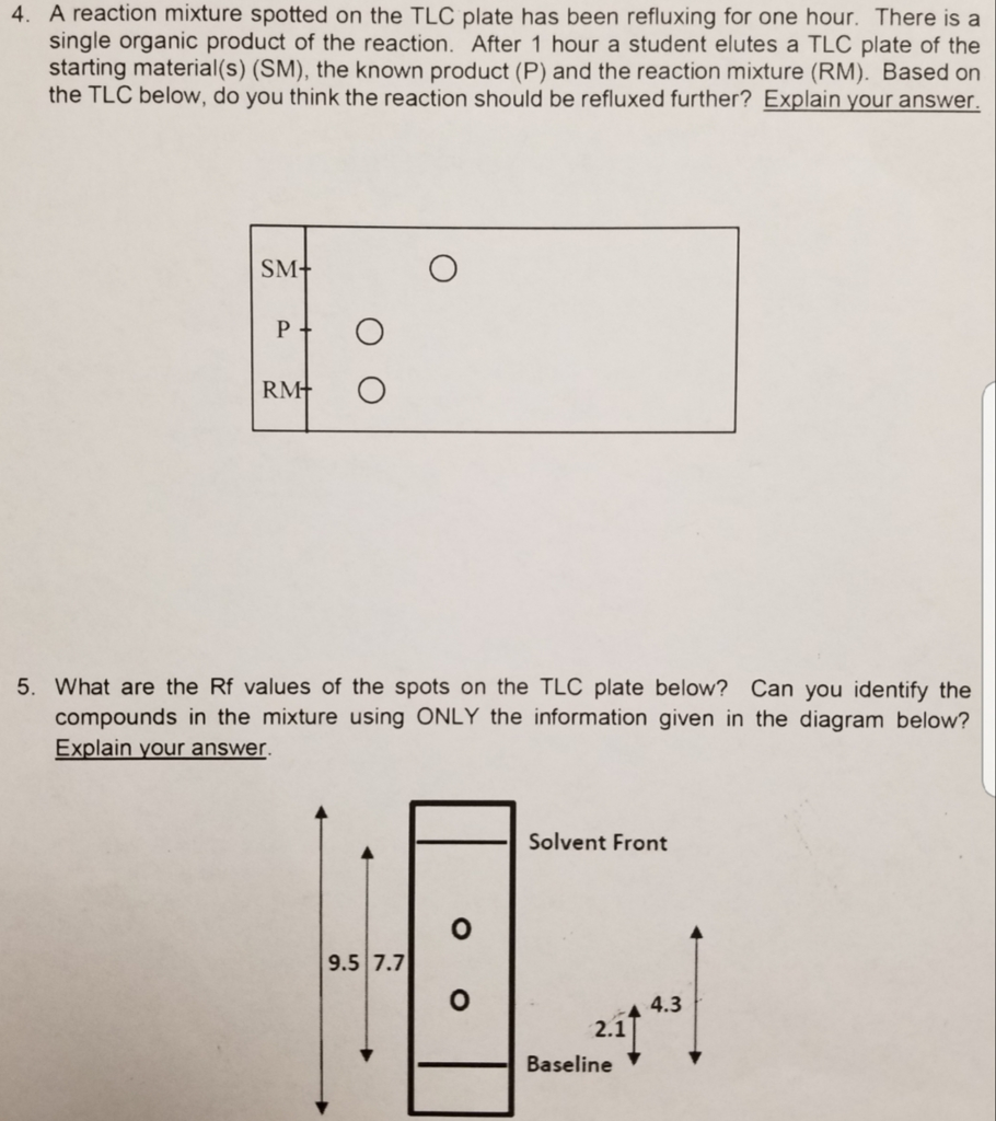 Solved 4 A Reaction Mixture Spotted On The Tlc Plate Has