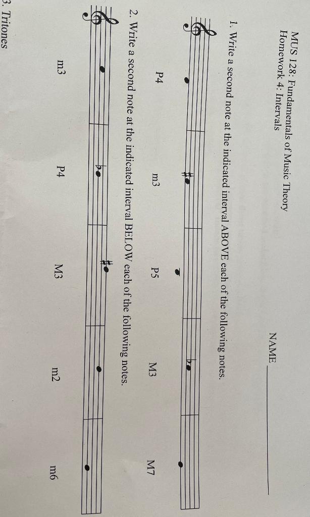 MUS 128: Fundamentals of Music Theory Homework 4: | Chegg.com