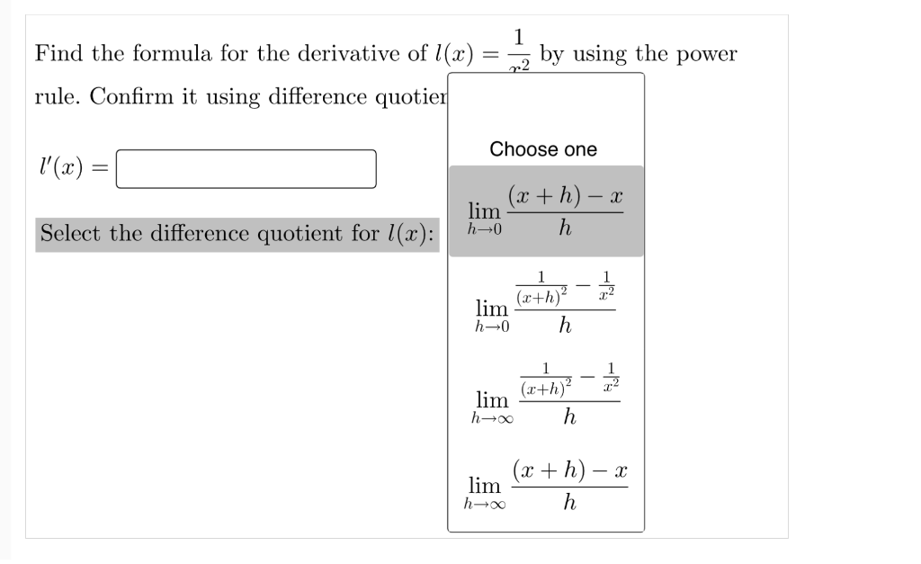 Solved Find the formula for the derivative of l(x)=x21 by | Chegg.com