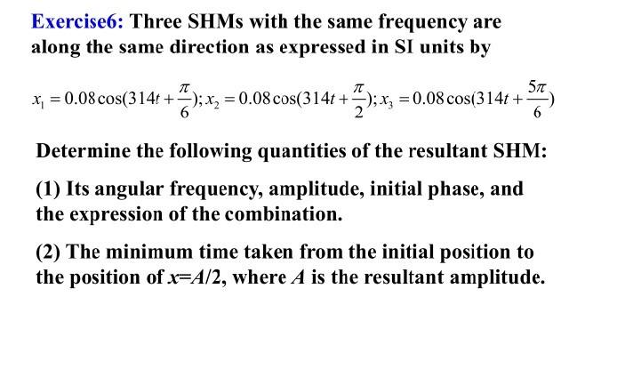 Solved Exercise6: Three SHMS with the same frequency are | Chegg.com
