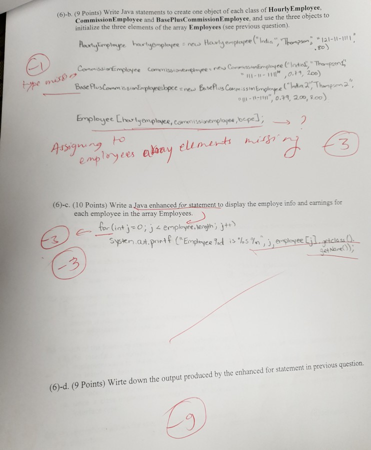 Solved (6)-b. (9 Points) Write Java statements to create one | Chegg.com