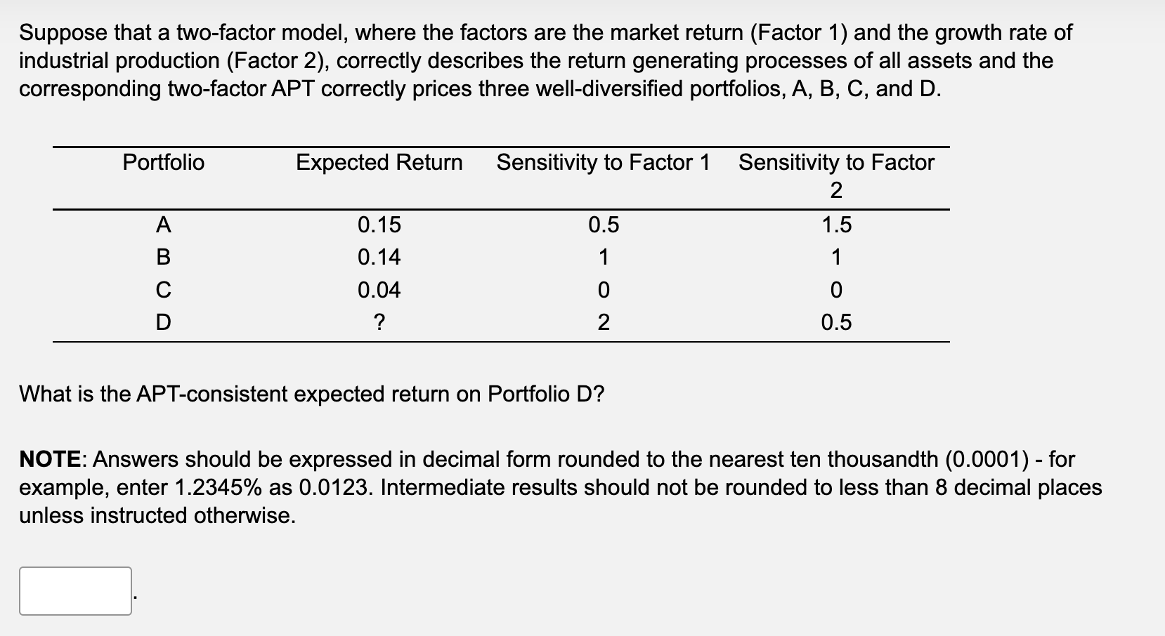 Solved Suppose that a two-factor model, where the factors | Chegg.com