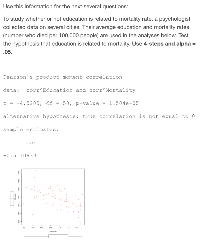 Solved Use this information for the next several questions: | Chegg.com