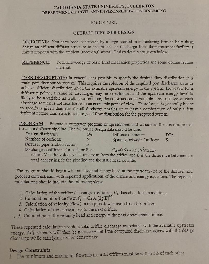 DEPARTMENT OF CIVIL AND ENVIRONMENTAL ENGINEERING | Chegg.com