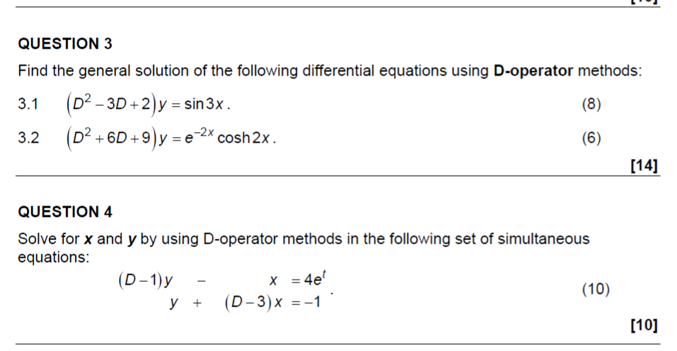 Solved QUESTION 3 Find the general solution of the following | Chegg.com