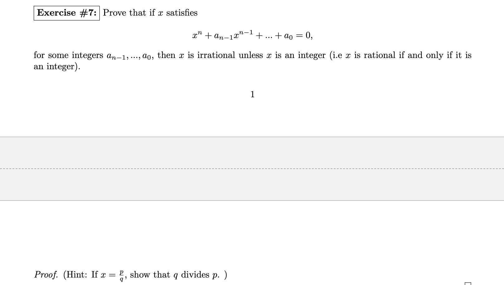 Solved Exercise \#7: Prove that if x satisfies | Chegg.com
