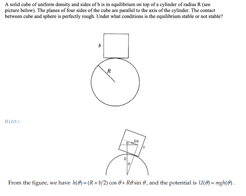 Solved A solid cube of uniform density and sides of b is in | Chegg.com
