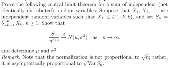 Solved Prove the following central limit theorem for a sum | Chegg.com