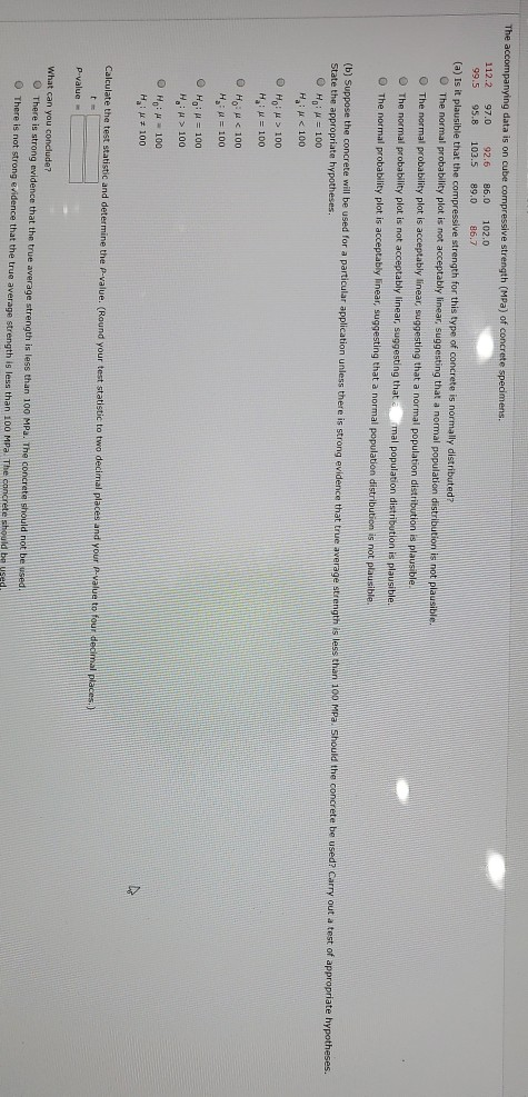 Solved The accompanying data is on cube compressive strength | Chegg.com