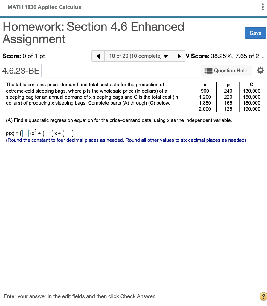Solved MATH 1830 Applied Calculus Homework: Section 4.6 | Chegg.com