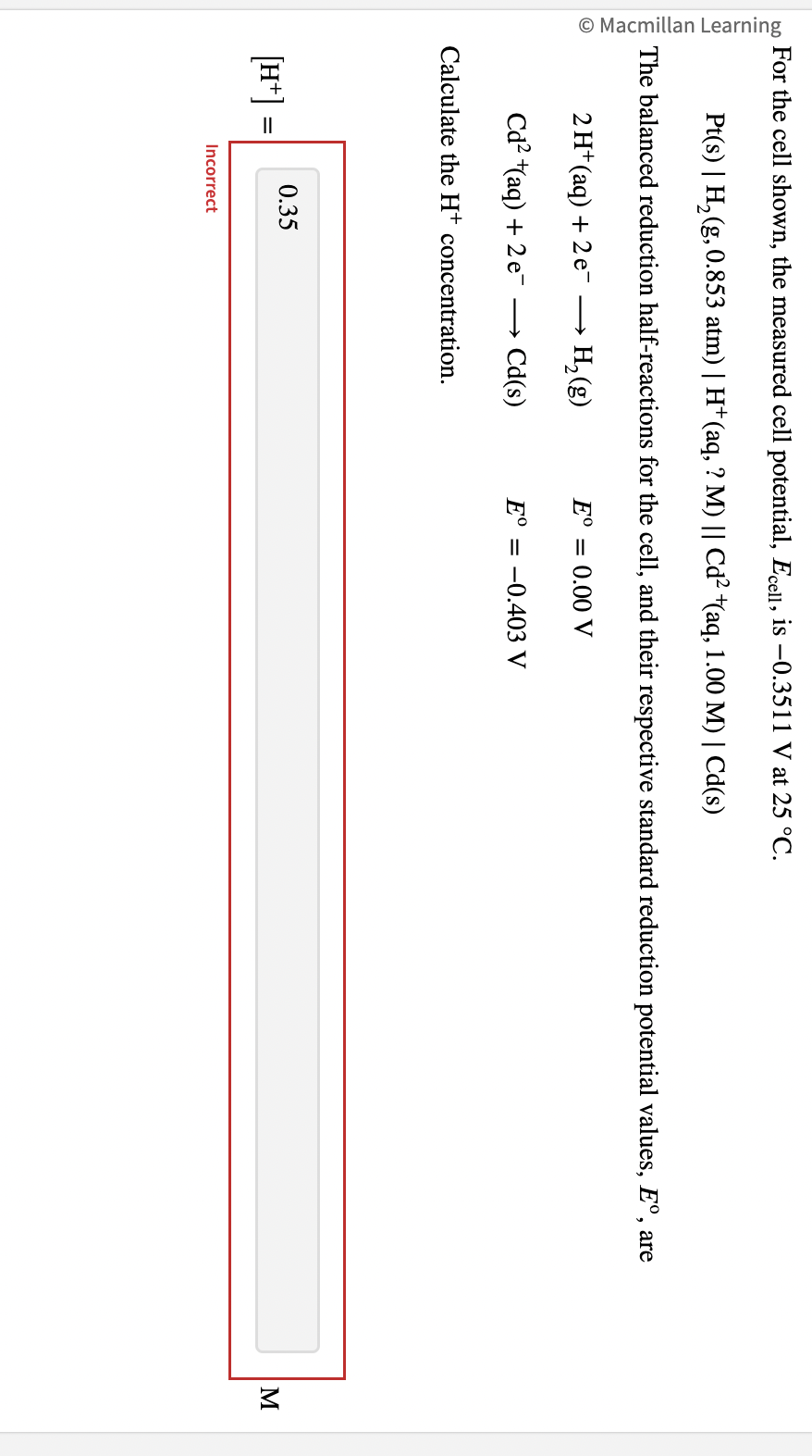 Solved For The Cell Shown The Measured Cell Potential