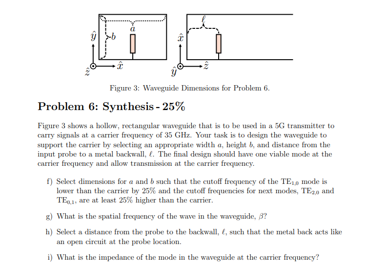 Solved Figure 3: Waveguide Dimensions for Problem 6. Problem | Chegg.com
