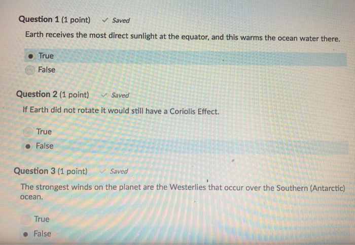 Solved Question 1 (1 point) Saved Earth receives the most | Chegg.com