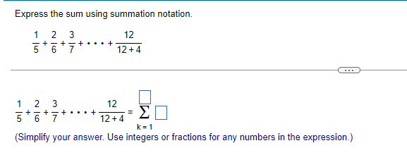 Solved Express the sum using summation notation. 1 2 3 12 | Chegg.com