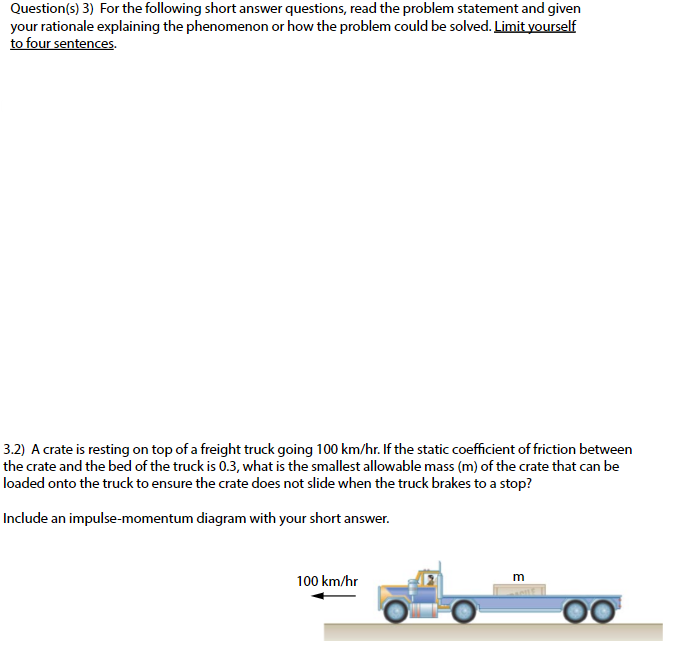 Solved Question(s) 3) ﻿For the following short answer | Chegg.com