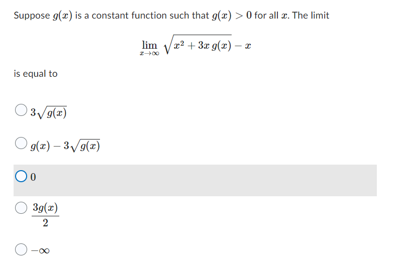 Solved Suppose g(x) is a constant function such that g(x)>0 | Chegg.com