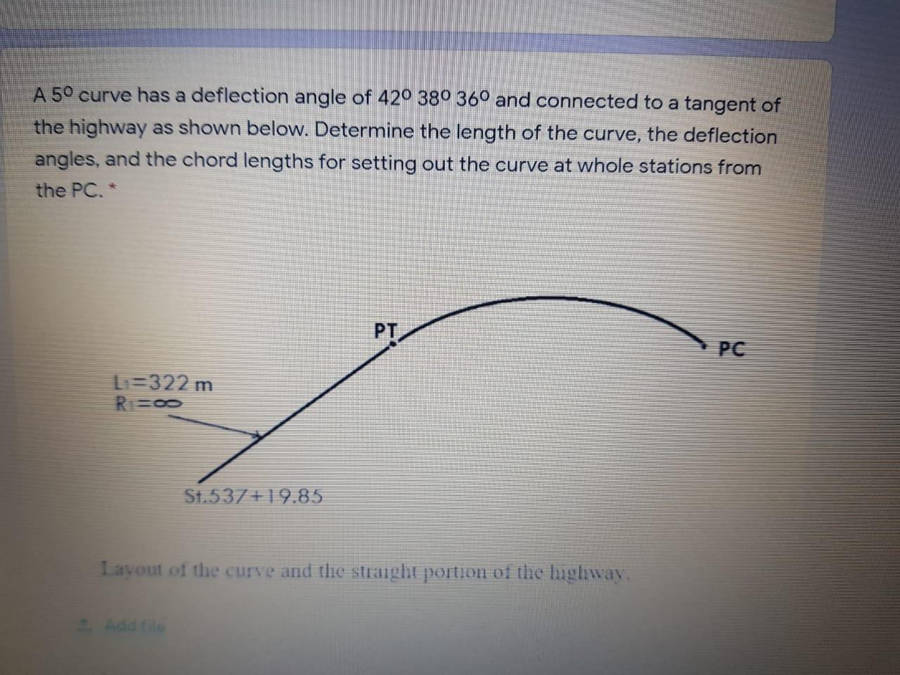 Solved A 5º curve has a deflection angle of 420 380 36° and | Chegg.com