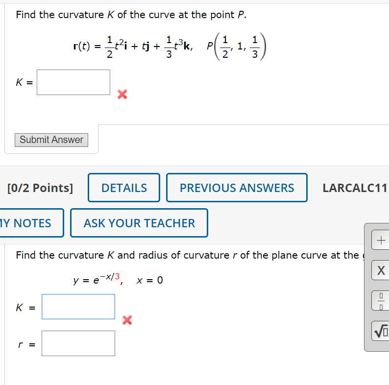 Solved Find the curvature K of the curve at the point P. | Chegg.com