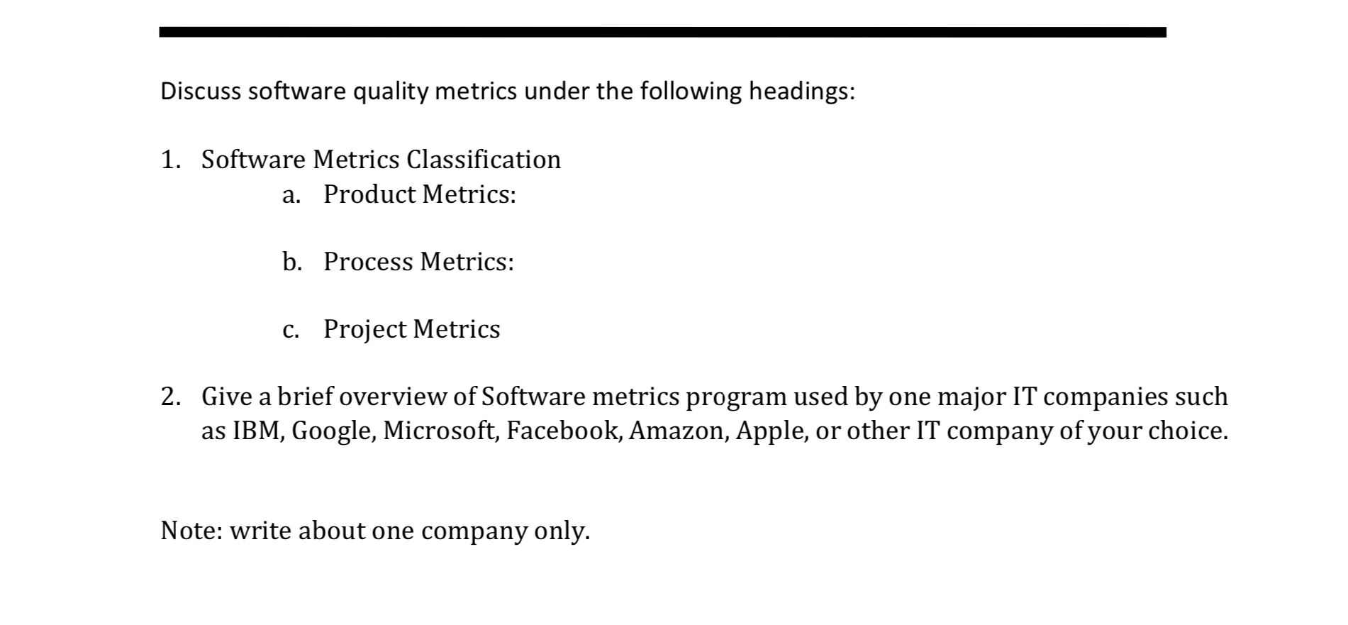 Solved Discuss Software Quality Metrics Under The Following 