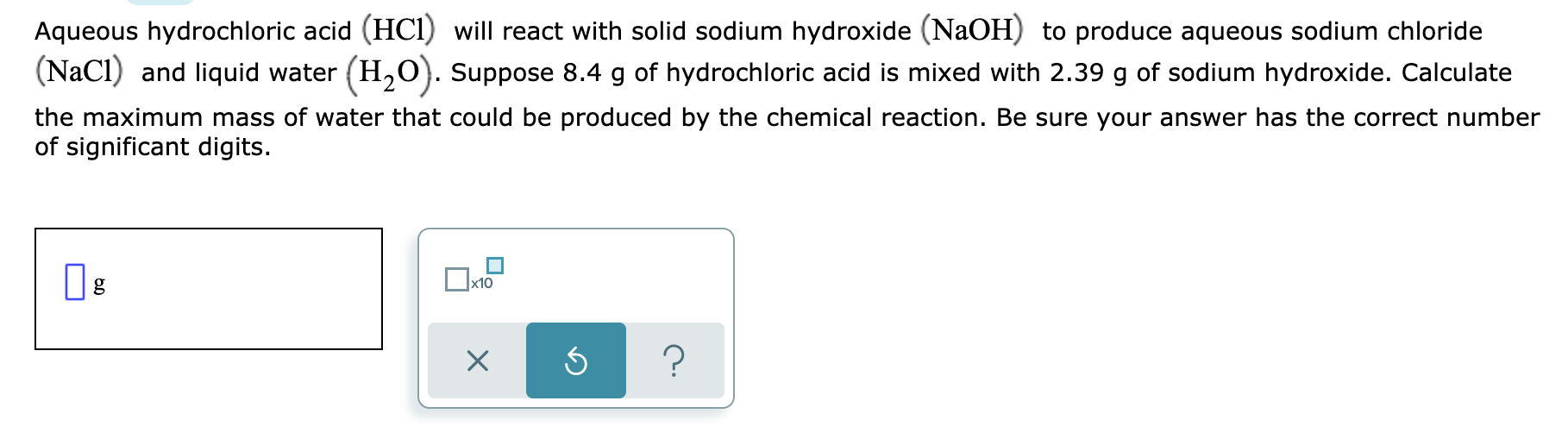 Solved Aqueous hydrochloric acid (HCI) will react with solid | Chegg.com