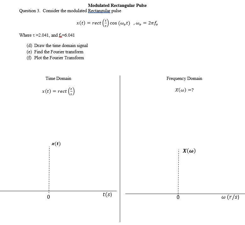 Solved Modulated Rectangular Pulse Question 3. Consider the | Chegg.com