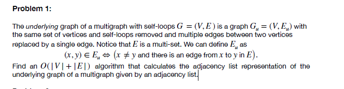 Solved Problem 1: The underlying graph of a multigraph with | Chegg.com