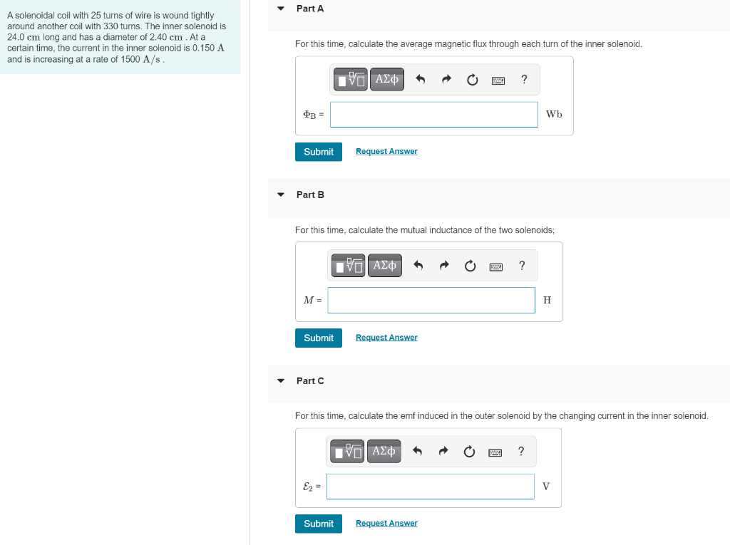 Solved A solenoidal coil with 25 turns of wire is wound | Chegg.com