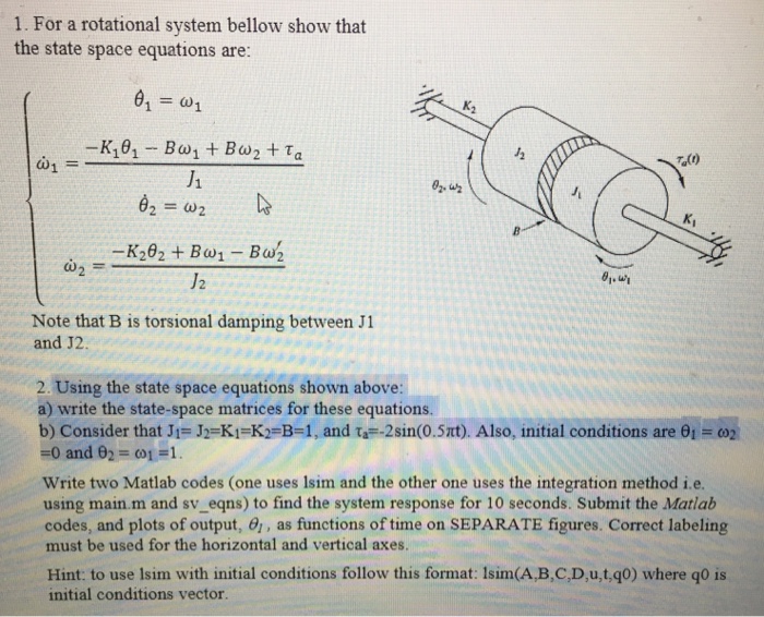 Solved 1. For a rotational system bellow show that the state | Chegg.com