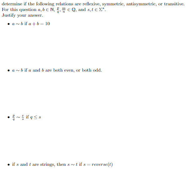 Solved Pm determine if the following relations are | Chegg.com