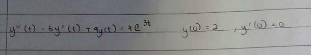 Solved y′′(t)−6y′(t)+9y(t)=4e3ty(0)=2,y′(0)=0 | Chegg.com