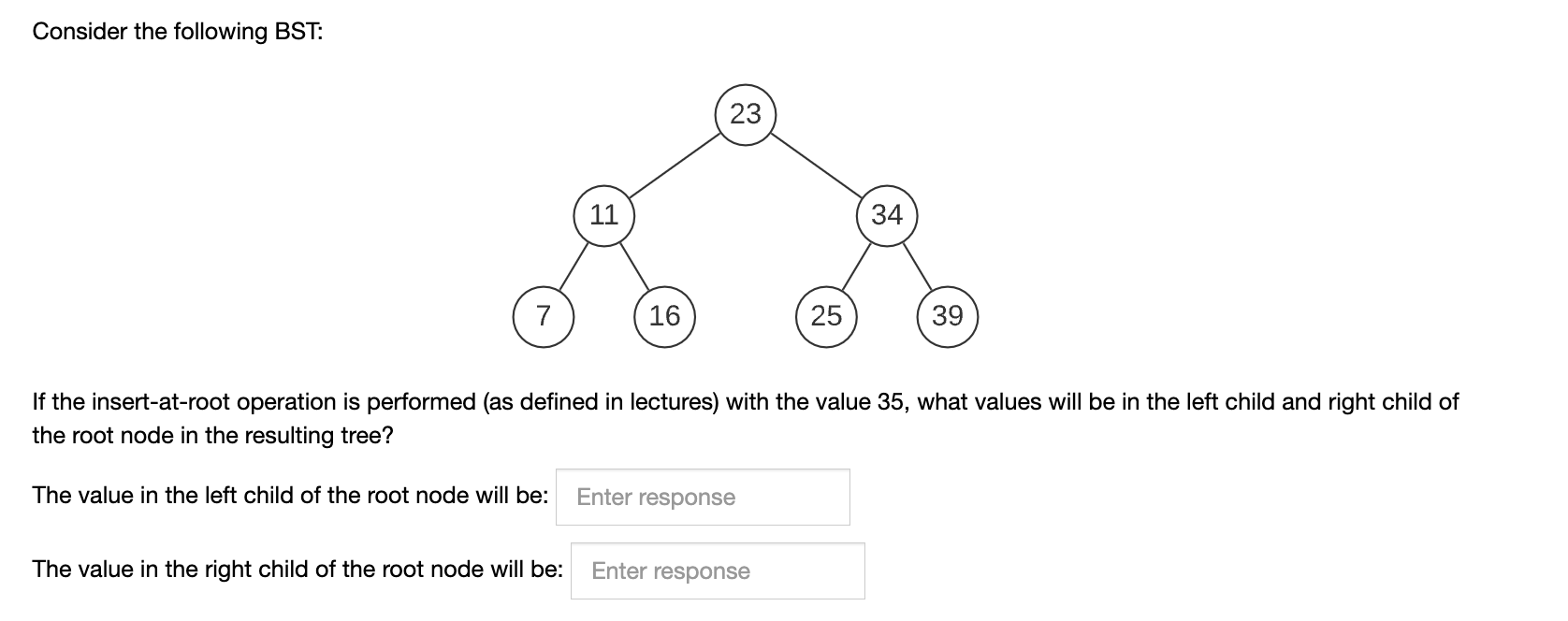 Solved Consider the following BST:If the insert-at-root | Chegg.com