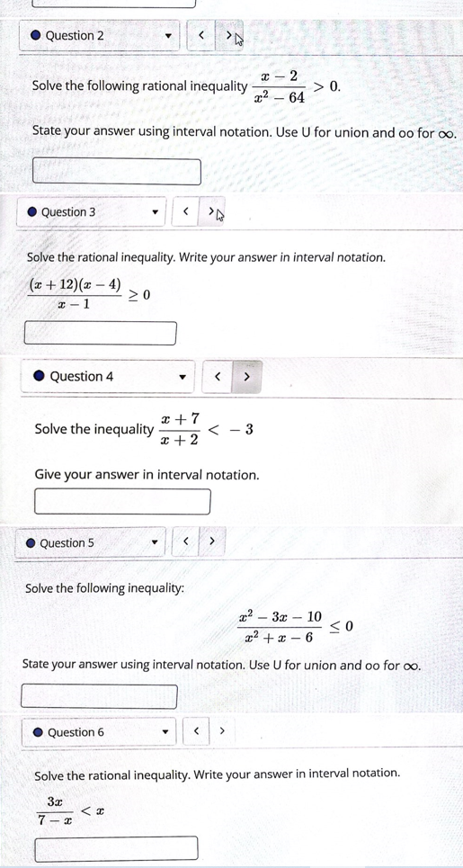 Solved Question 2 x 2 x²64 State your answer using | Chegg.com