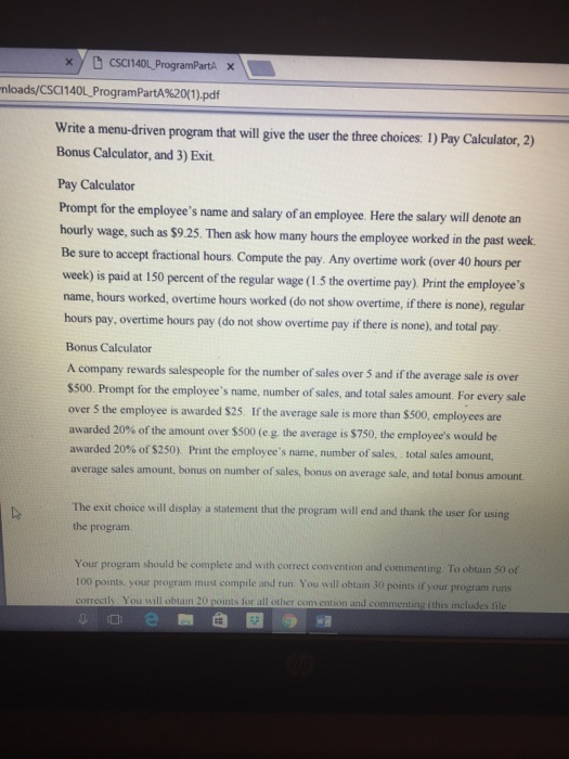 Solved Write a menu-driven program that will give the user | Chegg.com
