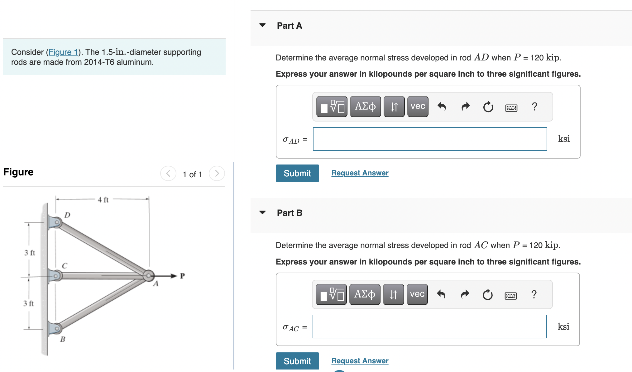 Solved Consider (Figure 1). The 1.5-in.-diameter supporting | Chegg.com
