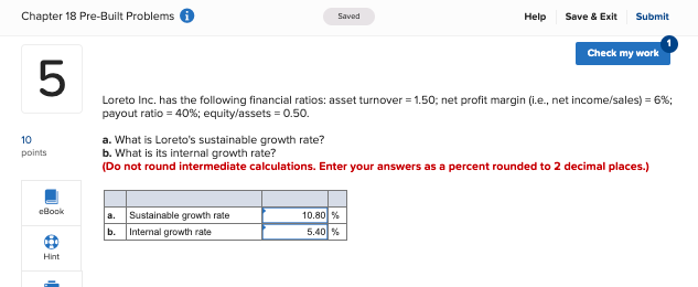 Solved Chapter 18 Pre-Built Problems Saved Help Save & Exit | Chegg.com