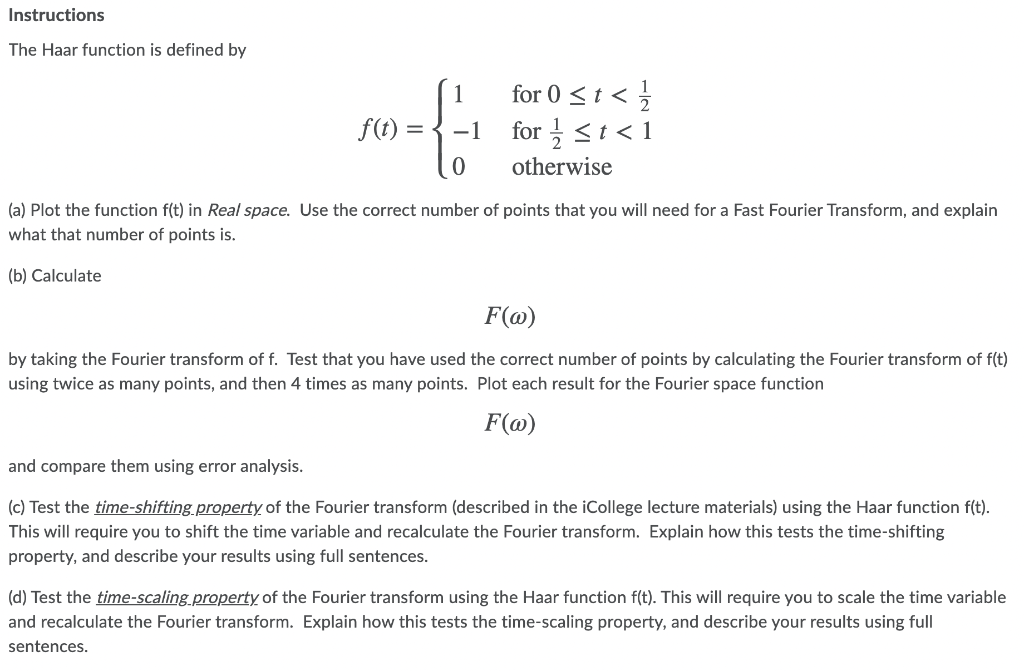 Solved Please help solve the Fourier Transform Problem using | Chegg.com