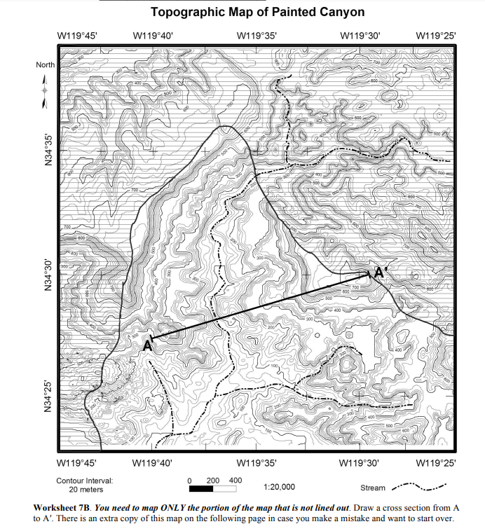 Solved Topographic Map of Painted Canyon W119045 W119°40' | Chegg.com