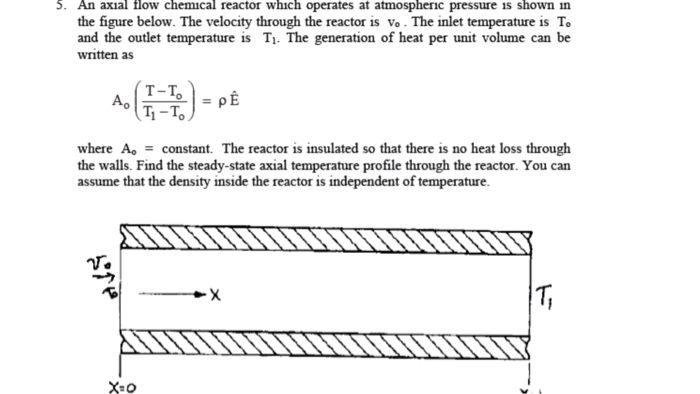 5. An axial flow chemical reactor which operates at | Chegg.com