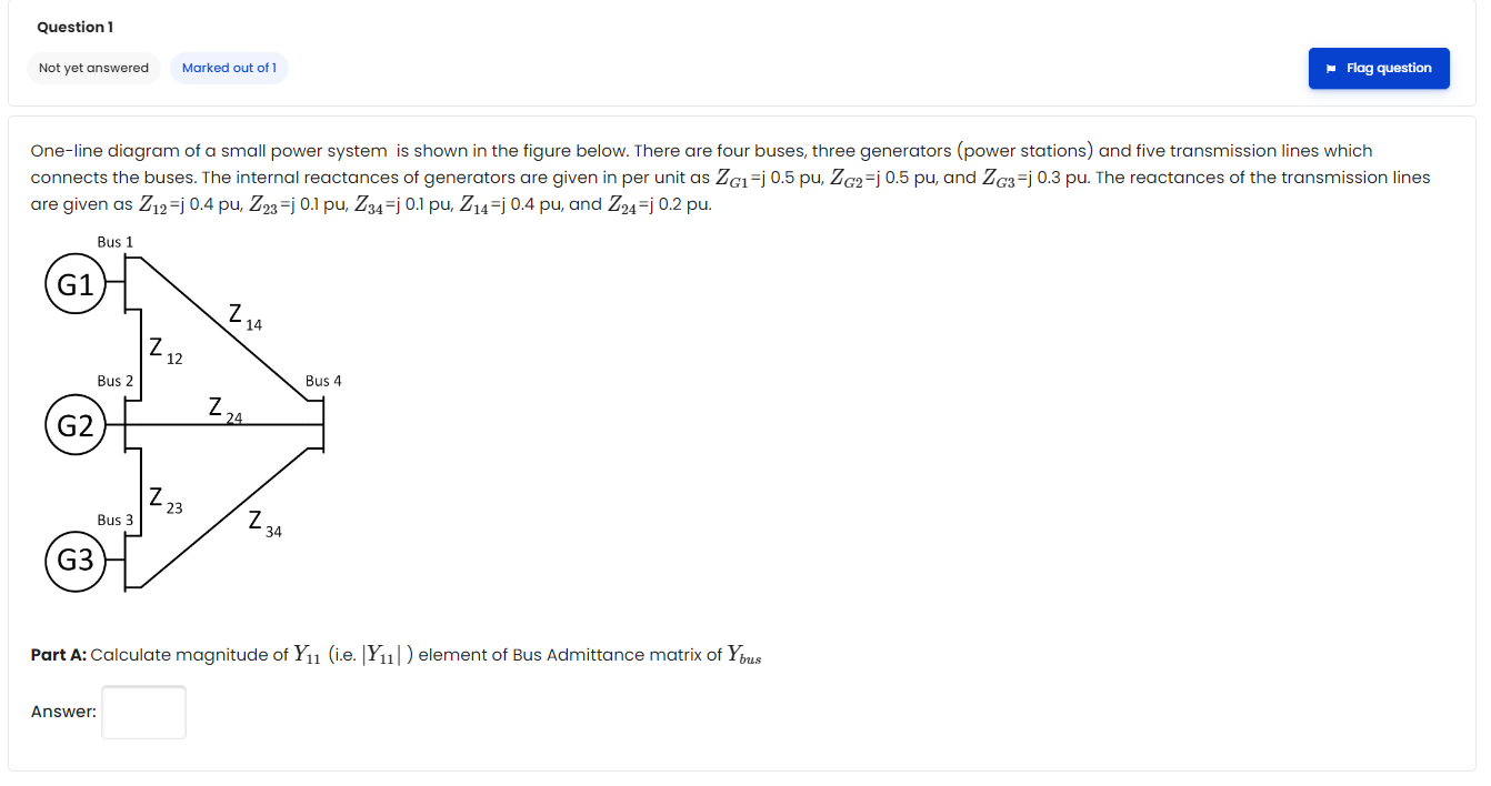 Solved One-line diagram of a small power system is shown in | Chegg.com